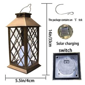 nanzhujin Solar Lantern Outdoor, Garden Hanging Lantern- PVC Waterproof 3 LED Flickering Flameless Candle Decorative Lights for Table,Outdoor,Party, 00-1, Copper