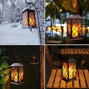 nanzhujin Solar Lantern Outdoor, Garden Hanging Lantern- PVC Waterproof 3 LED Flickering Flameless Candle Decorative Lights for Table,Outdoor,Party, 00-1, Copper