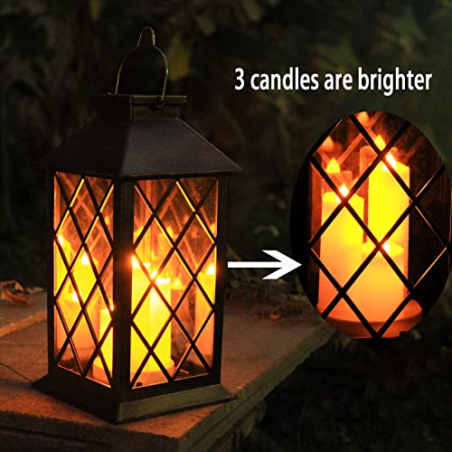 nanzhujin Solar Lantern Outdoor, Garden Hanging Lantern- PVC Waterproof 3 LED Flickering Flameless Candle Decorative Lights for Table,Outdoor,Party, 00-1, Copper