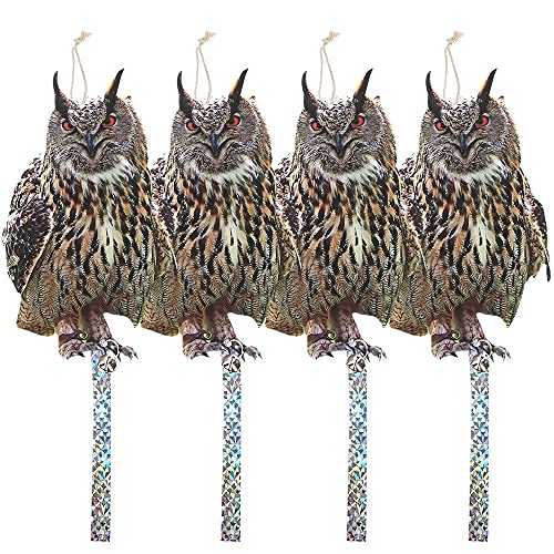 Kungfu Mall 4Pcs Bird Scare Reflective Hanging Decoration, Effective Bird Control Device with Reflective Tape to Keep Birds Away for Garden Patio Windows Tree