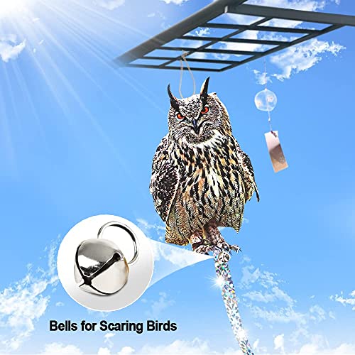 Kungfu Mall 4Pcs Bird Scare Reflective Hanging Decoration, Effective Bird Control Device with Reflective Tape to Keep Birds Away for Garden Patio Windows Tree