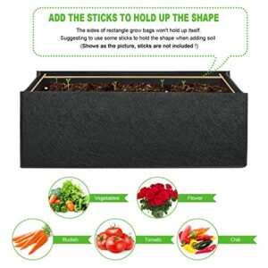 ANGELIOX 3-Pack Grow Bags, 10 Gallon Heavy Duty 300G Thickened Nonwoven Fabric Raised Garden Bed Square Flower Planter Containers for Carrot Onion,Flowers,Fruit/Growing Pots with Handles(60x30x20cm)