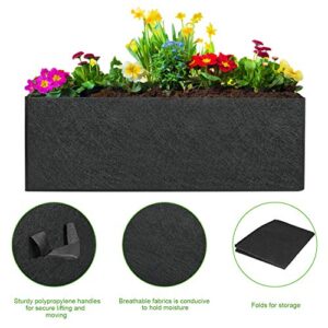 ANGELIOX 3-Pack Grow Bags, 10 Gallon Heavy Duty 300G Thickened Nonwoven Fabric Raised Garden Bed Square Flower Planter Containers for Carrot Onion,Flowers,Fruit/Growing Pots with Handles(60x30x20cm)