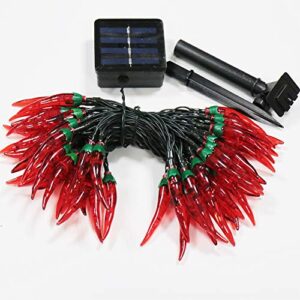 X-GiftKey 23FT 50LED Solar Red Chili Lights Outdoor - Garden Solar Decorative Lights,Christmas Harvest Lights - LED Solar Red Chili Pepper String Lights for Porch Wedding Party Holiday Decor