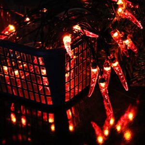 X-GiftKey 23FT 50LED Solar Red Chili Lights Outdoor - Garden Solar Decorative Lights,Christmas Harvest Lights - LED Solar Red Chili Pepper String Lights for Porch Wedding Party Holiday Decor