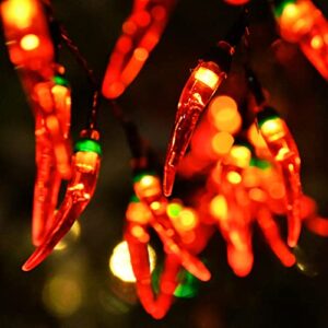 X-GiftKey 23FT 50LED Solar Red Chili Lights Outdoor - Garden Solar Decorative Lights,Christmas Harvest Lights - LED Solar Red Chili Pepper String Lights for Porch Wedding Party Holiday Decor