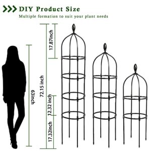 WellSign Garden Obelisk Trellis for Climbing Plants Outdoor, 6ft Tall Rustproof Coated Metal Plant Support with Garden Twist Tie (1 PK)