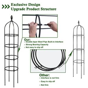 WellSign Garden Obelisk Trellis for Climbing Plants Outdoor, 6ft Tall Rustproof Coated Metal Plant Support with Garden Twist Tie (1 PK)