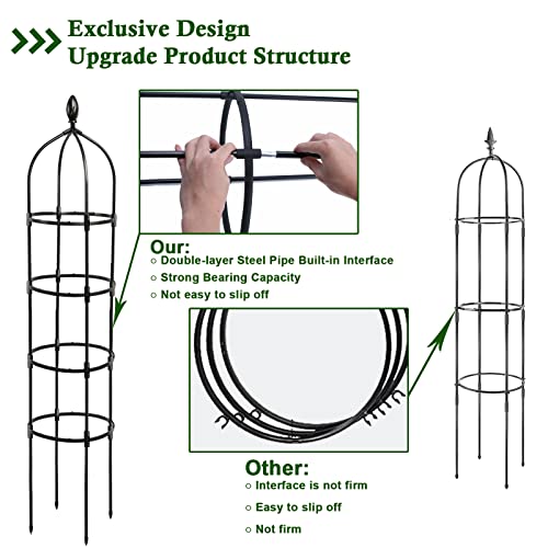 WellSign Garden Obelisk Trellis for Climbing Plants Outdoor, 6ft Tall Rustproof Coated Metal Plant Support with Garden Twist Tie (1 PK)