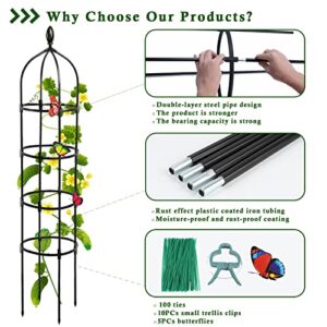 WellSign Garden Obelisk Trellis for Climbing Plants Outdoor, 6ft Tall Rustproof Coated Metal Plant Support with Garden Twist Tie (1 PK)