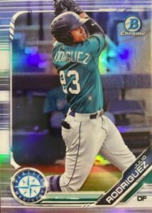 2019 bowman draft chrome – julio rodriguez – refractor – seattle mariners baseball rookie card rc #bdc-60