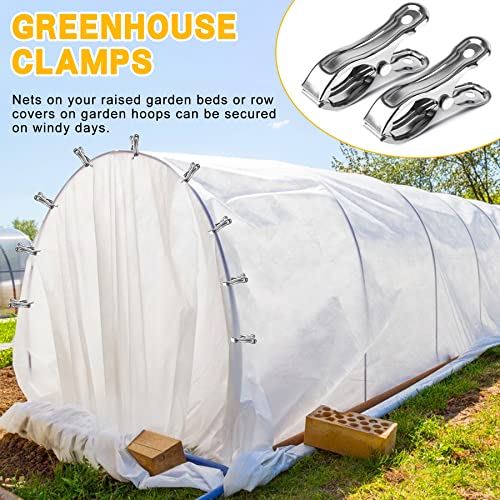 70 Pcs 2 Inch Greenhouse Clamps Stainless Steel Garden Clips Anti-Wind Greenhouse Clamp with Strong Grip to Greenhouse Frame Garden Hoops Plant Cover Heavy Duty Metal Beach Towel Clips