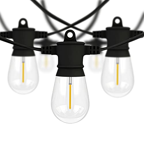 Banord 51FT Outdoor String Lights, Waterproof Patio Lights with 18 Shatterproof LED Bulb Hanging Light String, Black String Light Outdoor for Backyard, Garden, Porch, Cafe, Deck, Wedding, Party