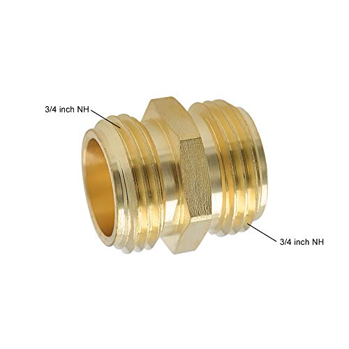 HYDRO MASTER Brass Garden Hose Adapter Double Male Quick Connector 3/4 Inch Solid Brass 2 pack