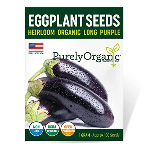 Purely Organic Products Purely Organic Heirloom Eggplant Seeds (Long Purple) - Approx 160 Seeds