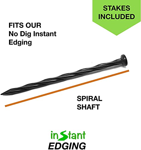 Instant Edging - (Extra Tall 4.75" High) - Black 20ft Premium No Dig Yard Edging Kit, for Landscaping, and Flower Gardens - Includes 18 Edging Stakes (Black)