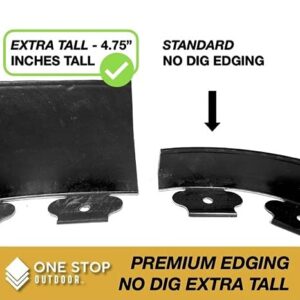 Instant Edging - (Extra Tall 4.75" High) - Black 20ft Premium No Dig Yard Edging Kit, for Landscaping, and Flower Gardens - Includes 18 Edging Stakes (Black)