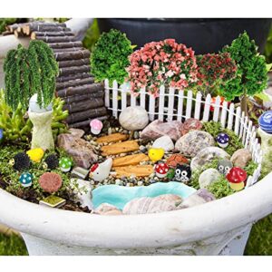 72 Pcs Miniature Fairy Garden Kit Mixed Model Trees Fake Diorama Trees Supplies Mini Fairy Garden Animals Rabbit Owl Miniature Figurines Preserved Terrarium Moss Natural Sheet Moss for DIY Scenery