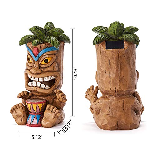 Yiosax Solar Lights Outdoor Garden Decor- Easter Garden Statues and Tiki Figurines for Bar Patio Lawn Yard Decorations | Auto On/Off & Long Working Hours(10.43inch Tall