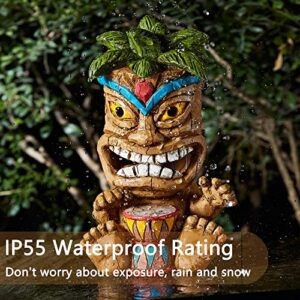 Yiosax Solar Lights Outdoor Garden Decor- Easter Garden Statues and Tiki Figurines for Bar Patio Lawn Yard Decorations | Auto On/Off & Long Working Hours(10.43inch Tall