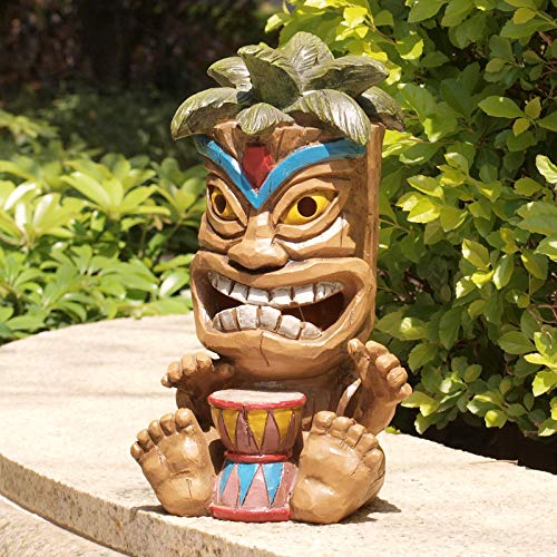 Yiosax Solar Lights Outdoor Garden Decor- Easter Garden Statues and Tiki Figurines for Bar Patio Lawn Yard Decorations | Auto On/Off & Long Working Hours(10.43inch Tall