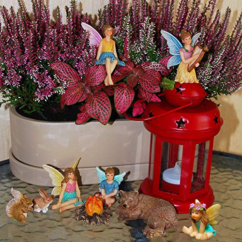 Mood Lab Fairy Garden - Miniature Fairies Figurines Accessories - Camping Kit of 9 pcs - Set for Outdoor or House Decor