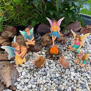 Mood Lab Fairy Garden - Miniature Fairies Figurines Accessories - Camping Kit of 9 pcs - Set for Outdoor or House Decor