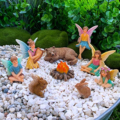 Mood Lab Fairy Garden - Miniature Fairies Figurines Accessories - Camping Kit of 9 pcs - Set for Outdoor or House Decor