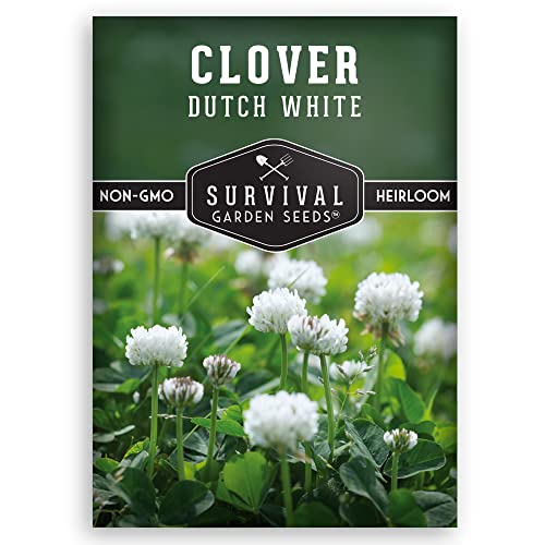 Survival Garden Seeds - Dutch White Clover Seed for Planting - Packet with Instructions to Plant and Grow White Clover as Ground Cover, Erosion Control or Cover Crop - Non-GMO Heirloom Variety