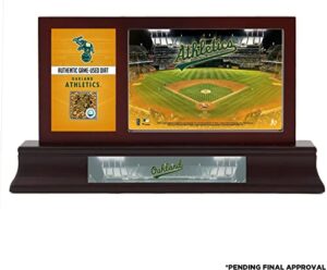 oakland athletics desktop with a capsule of game-used dirt – mlb desktop display