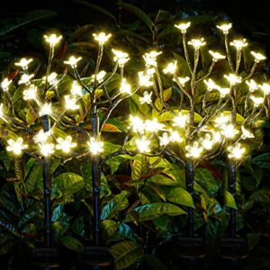 iueecen solar garden lights decorative solar lights outdoor waterproof 4pack,20led solar flower lights garden decor outdoor solar lights for yard pathway,patio,christmas decorations gardening gifts