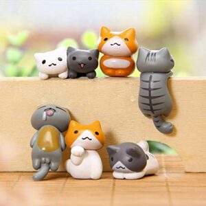 MAOMIA Miniature Lucky Cat DIY Figurines, Pack of 6 Mini Fairy Garden Hanging Cat Figure Micro Landscape Home Garden Decor Plant Pots Bonsai Craft Decor Cake Topper