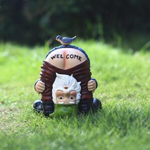 RINPOX Dwarf Yard Decoration Outdoor - Inverted Welcome Dwarf Resin Garden Statue, Outdoor Patio Decoration for Garden, Yard and Lawn