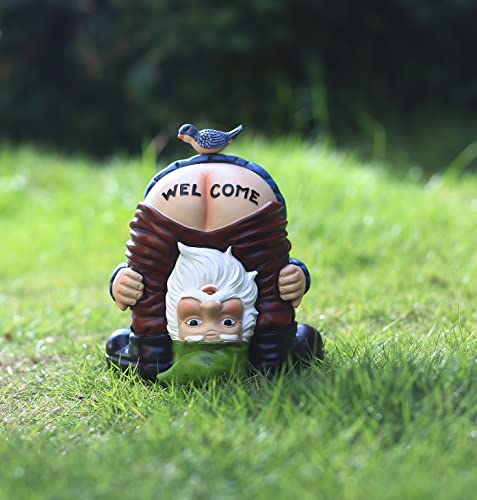 RINPOX Dwarf Yard Decoration Outdoor - Inverted Welcome Dwarf Resin Garden Statue, Outdoor Patio Decoration for Garden, Yard and Lawn