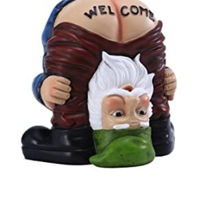 RINPOX Dwarf Yard Decoration Outdoor - Inverted Welcome Dwarf Resin Garden Statue, Outdoor Patio Decoration for Garden, Yard and Lawn