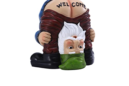 RINPOX Dwarf Yard Decoration Outdoor - Inverted Welcome Dwarf Resin Garden Statue, Outdoor Patio Decoration for Garden, Yard and Lawn