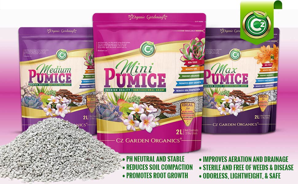 Pumice Stone Grow Media - Made in USA for Bonsai • Succulents • Cactus • Orchids - Horticultural Soil Amendment Additive Conditioner for Indoor and Outdoor Plants and Organic Gardens