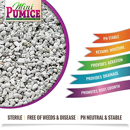 Pumice Stone Grow Media - Made in USA for Bonsai • Succulents • Cactus • Orchids - Horticultural Soil Amendment Additive Conditioner for Indoor and Outdoor Plants and Organic Gardens