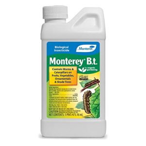 monterey lg6332 bacillus thuringiensis (b.t.) worm & caterpillar killer insecticide/pesticide treatment concentrate, 16 oz