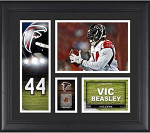 vic beasley atlanta falcons framed 15″ x 17″ player collage with a piece of game-used football – nfl player plaques and collages