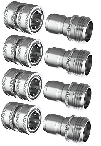 ESSENTIAL WASHER Garden Hose Quick Connect Hose Fittings - 3/4 Inch Stainless Steel Water Hose Quick Connect Set - Garden Hose Connector Set, Pressure Washer Adapter, Great For RV or Pressure Washer