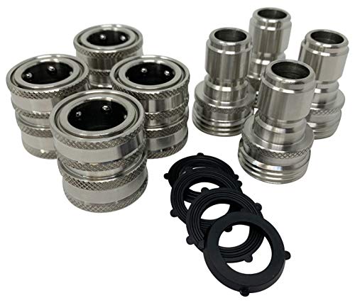 ESSENTIAL WASHER Garden Hose Quick Connect Hose Fittings - 3/4 Inch Stainless Steel Water Hose Quick Connect Set - Garden Hose Connector Set, Pressure Washer Adapter, Great For RV or Pressure Washer