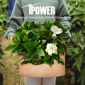 iPower 20 Gallon Grow Bags Nonwoven Fabric Pots Aeration Container with Strap Handles for Garden and Planting, 5-Pack Tan, 20 Gallon 20 Gallon