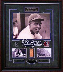 jackie robinson 1st game 1947 brooklyn dodgers framed photo & replica ticket – mlb unsigned miscellaneous