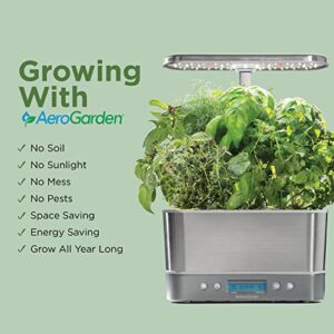 AeroGarden Harvest Elite with Gourmet Herb Seed Pod Kit - Hydroponic Indoor Garden, Stainless Steel