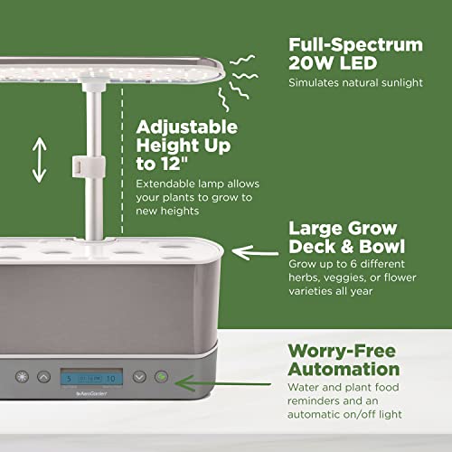 AeroGarden Harvest Elite with Gourmet Herb Seed Pod Kit - Hydroponic Indoor Garden, Stainless Steel