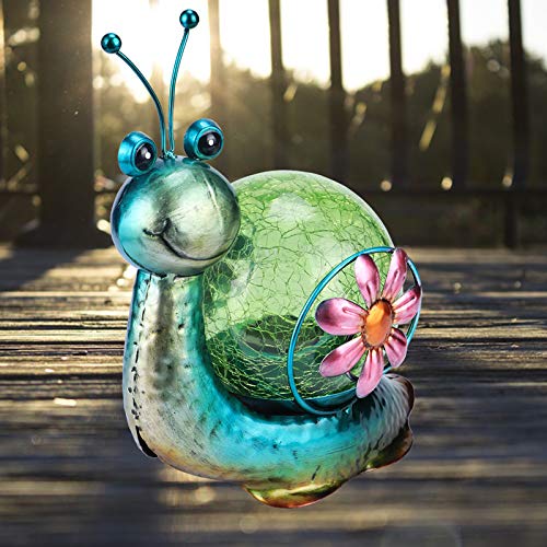 MUMTOP Solar Lantern Outdoor Waterproof LED Solar Lights Snail Decorative Tabletop Lanterns for Patio Garden Table Decor