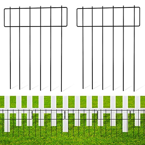 Loninak 10 Pack Animal Barrier Fences, 17 Inch(H) X 10 Ft(L) No Dig Fence Decorative Fence Rustproof Metal Wire Garden Fence Border for Dog Rabbits Ground Stakes Defence Yard Landscape Patio T Shape.