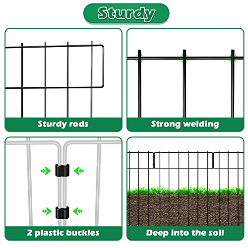 Loninak 10 Pack Animal Barrier Fences, 17 Inch(H) X 10 Ft(L) No Dig Fence Decorative Fence Rustproof Metal Wire Garden Fence Border for Dog Rabbits Ground Stakes Defence Yard Landscape Patio T Shape.