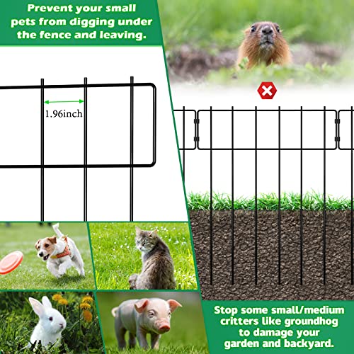 Loninak 10 Pack Animal Barrier Fences, 17 Inch(H) X 10 Ft(L) No Dig Fence Decorative Fence Rustproof Metal Wire Garden Fence Border for Dog Rabbits Ground Stakes Defence Yard Landscape Patio T Shape.